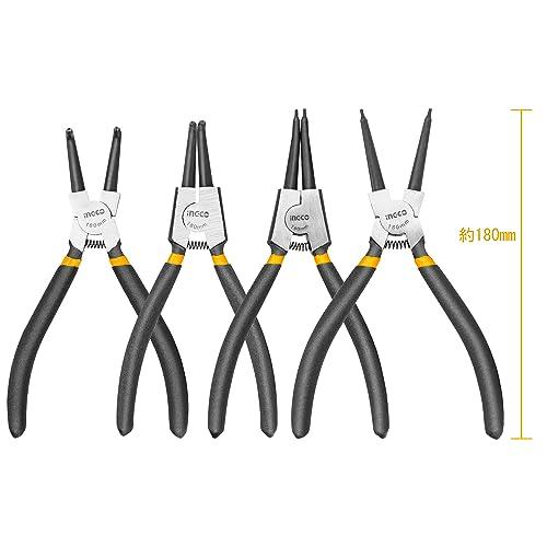 INGCO スナップリングプライヤー 4本組 先端直径φ1.8mm 全長180mm HCCPS01180 : AROUNDSTORE - 通販 ...