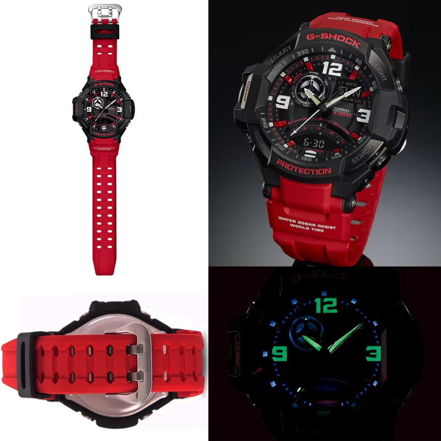 G-SHOCK CASIO GRAVITYMASTER SKY COCKPIT GA-1000-4B デジタル アナログ レッド メンズ 腕 ...