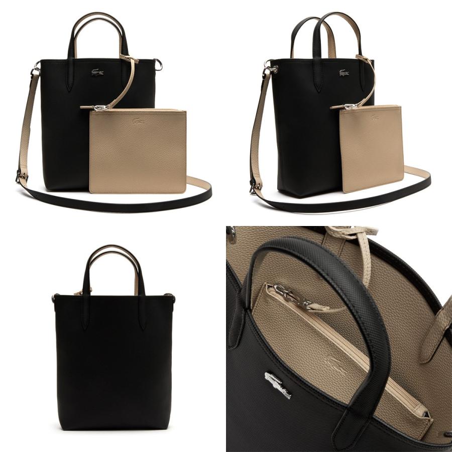 LACOSTE ラコステ ポーチ付き リバーシブル 縦型トートバッグ NF2991-A91 ブラック ベージュ アンナ A4サイズ ショルダーストラップ付き トート 2way 縦長 : 腕時計 ...