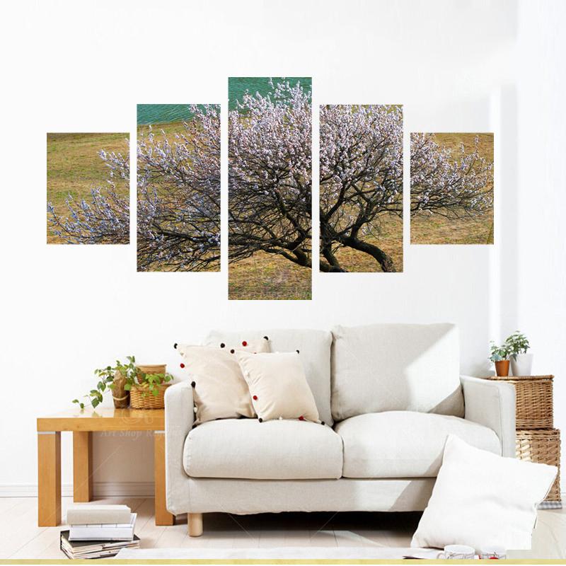 絵画 インテリア アート パネル 装飾 花 木 風景 白 5パネル 全幅150cm : ARTショップRegulus - 通販 - Yahoo!ショッピング