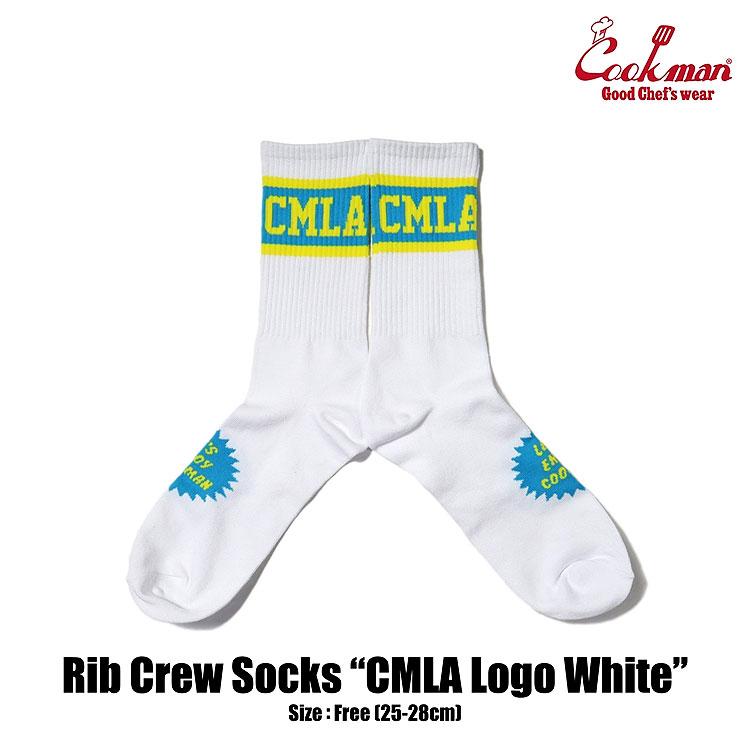 COOKMAN（クックマン） ソックス COOKMAN Rib Crew Socks CMLA logo White メンズ 靴下 ハイ ...