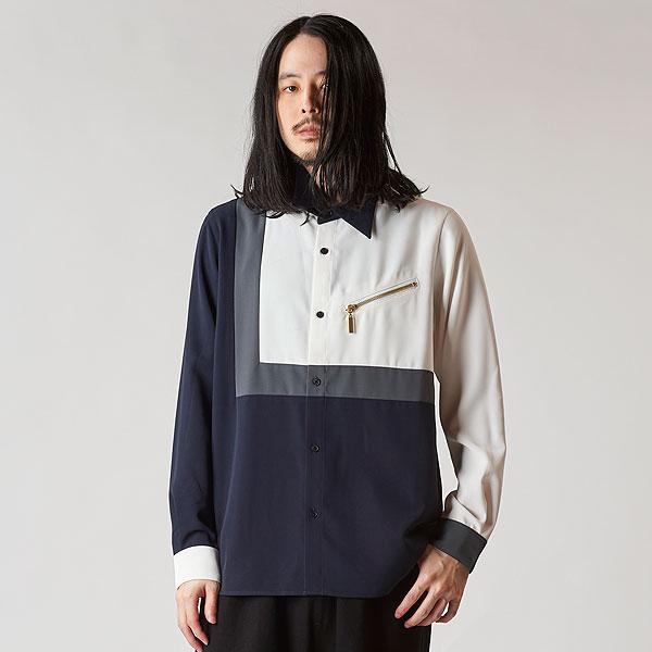 30％OFF SALE セール NO ID. ノーアイディー マルチクレリックZIP-SH メンズ シャツ 長袖シャツ クレリックカラー 送料無料 atftps NO ID.（ノーアイディー） SALE セール シャツ マルチクレリックZIP-SH