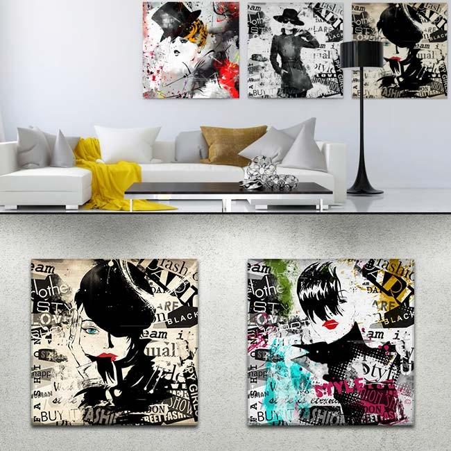 絵画 モダン インテリア PLEXIGLAS Fille de mode Grunge1 SIZE W100cm H100cm 大型 アート 壁 絵 アクリル 高級 上位モデル : 壁面装飾 ...