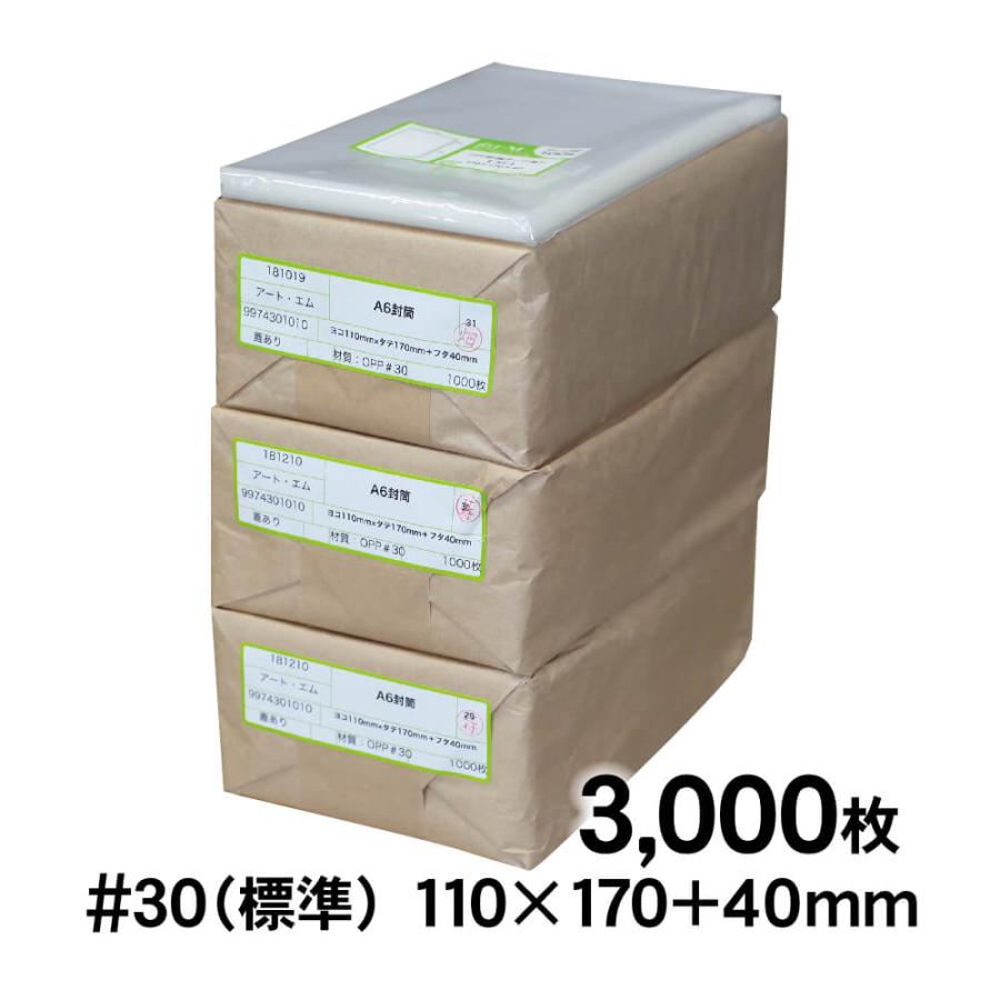 アート・エム OPP袋 A6 テープ付 3000枚 30ミクロン厚（標準） 110×170+40mm 透明袋 国産 : アート・エム - 通販 - Yahoo!ショッピング
