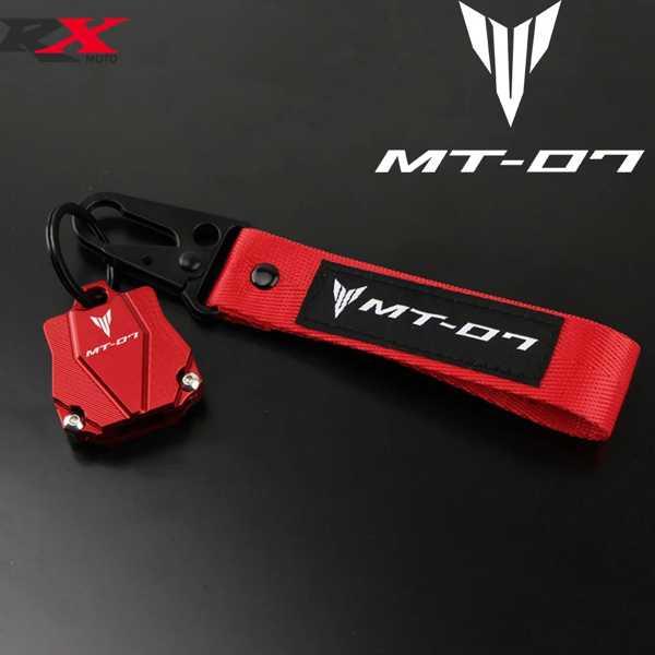 自転車用キーホルダーケース バイクアクセサリー ヤマハmt07 MT-07 mt 07用の保護シェルと刺embroideryキーリング ...