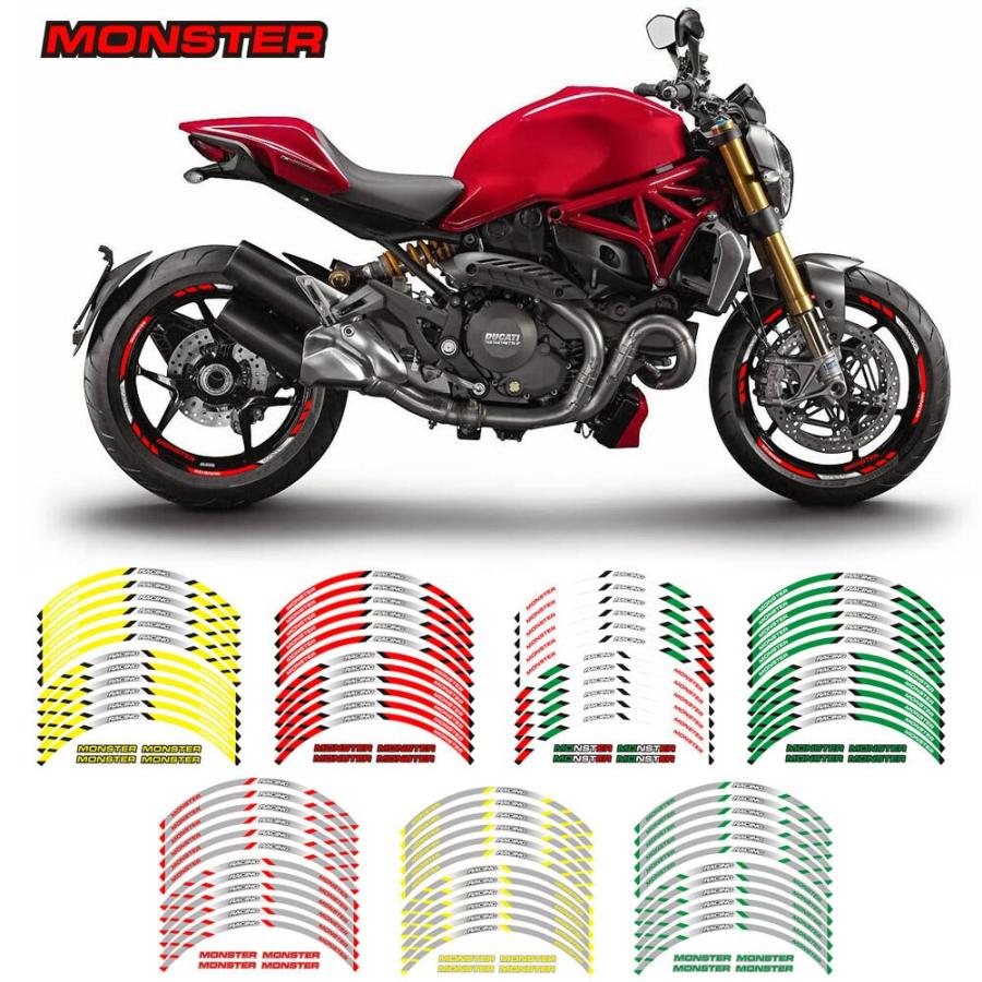 DUCATI ドゥカティ モンスター695 696 796 1100 1100S 797 821 795 リム ステッカー A レッド : ARUCUS-Yahoo!店 - 通販 ...