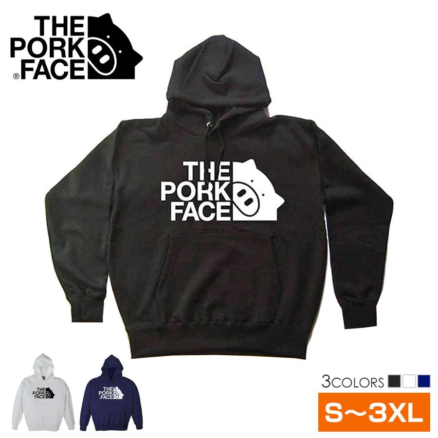 THE PORK FACE ポークフェイス パーカー メンズ レディース ブラック ホワイト ネイビー フーディー スウェット ブランド ...