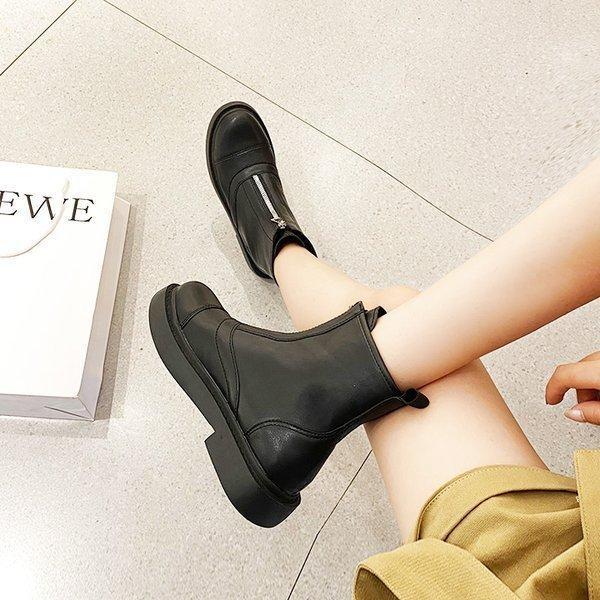 ブーツ ショートブーツ ジッパー 厚底 フロントジップ ブーツ ショートブーツ ジッパー 厚底 フロントジップ