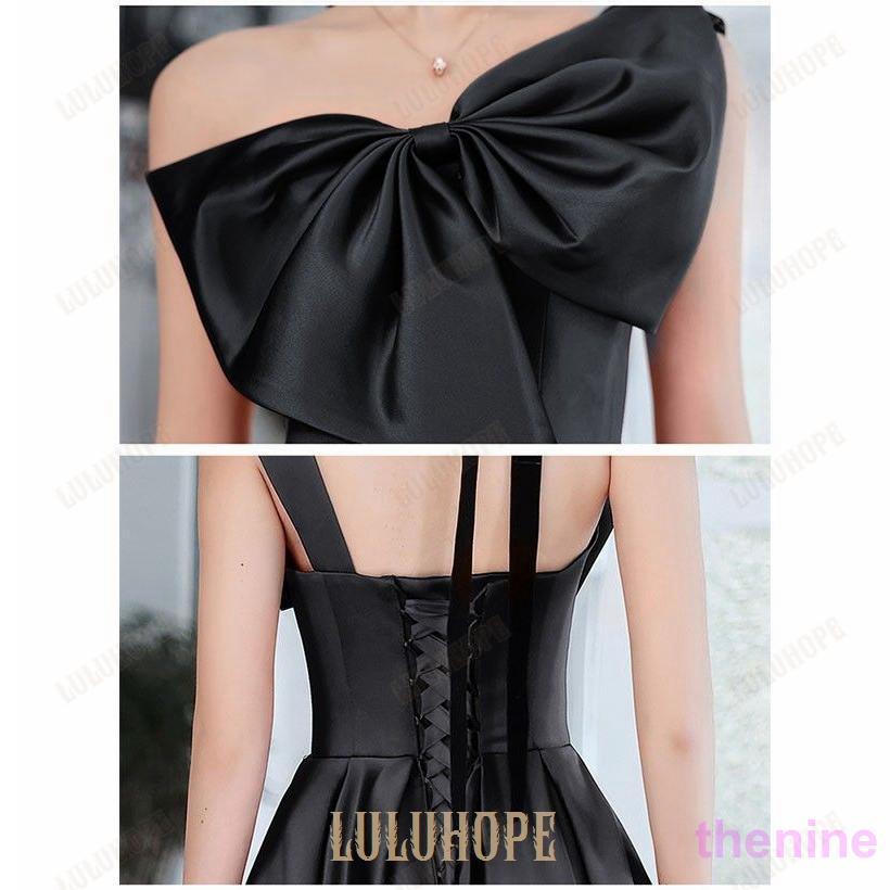 ロングドレス 演奏会 大人 ピアノ 発表会 黒 ビッグリボン ワン