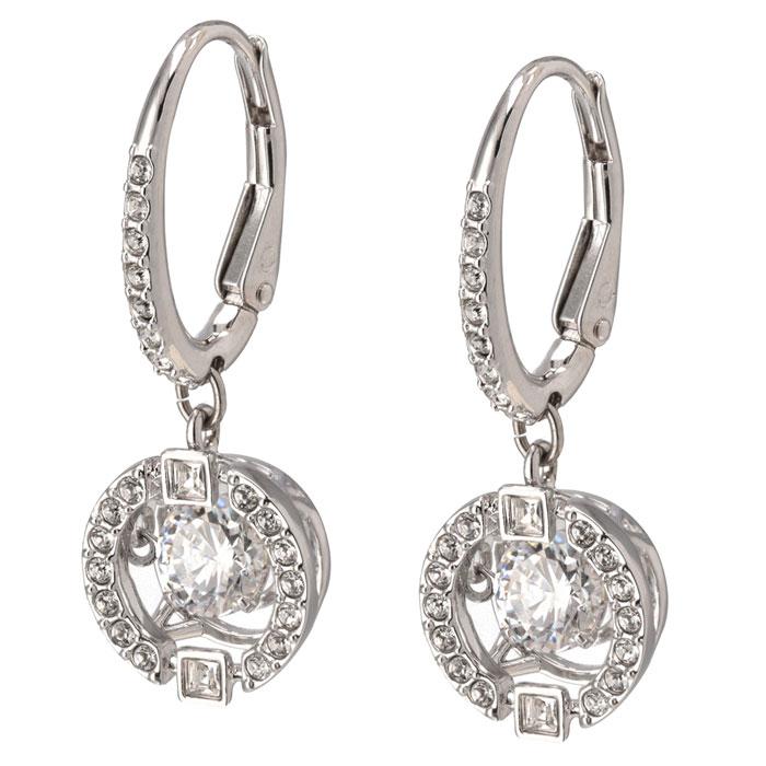 スワロフスキー フープピアス SPARKLING DANCE ラウンドカット ドロップピアス ホワイトロジウム ジルコニア 5504652 : ...