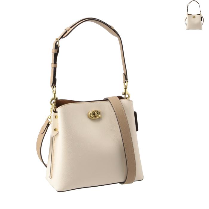 COACH バケットバッグ WILLOW ウィロウ 肩かけ ペブルレザー カラーブロック ショルダーバッグ クロスボディ ワンハンドル ...