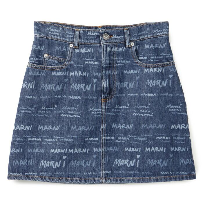 MARNI マルニ ミニスカート ロゴ MEGA デニムスカート ネイビー MARNI マルニ ミニスカート ロゴ MEGA デニムスカート ネイビー