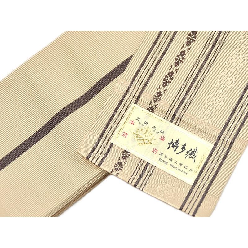平和屋着物○男性 本場筑前博多織 両面 角帯 献上 森博多織謹製 証紙