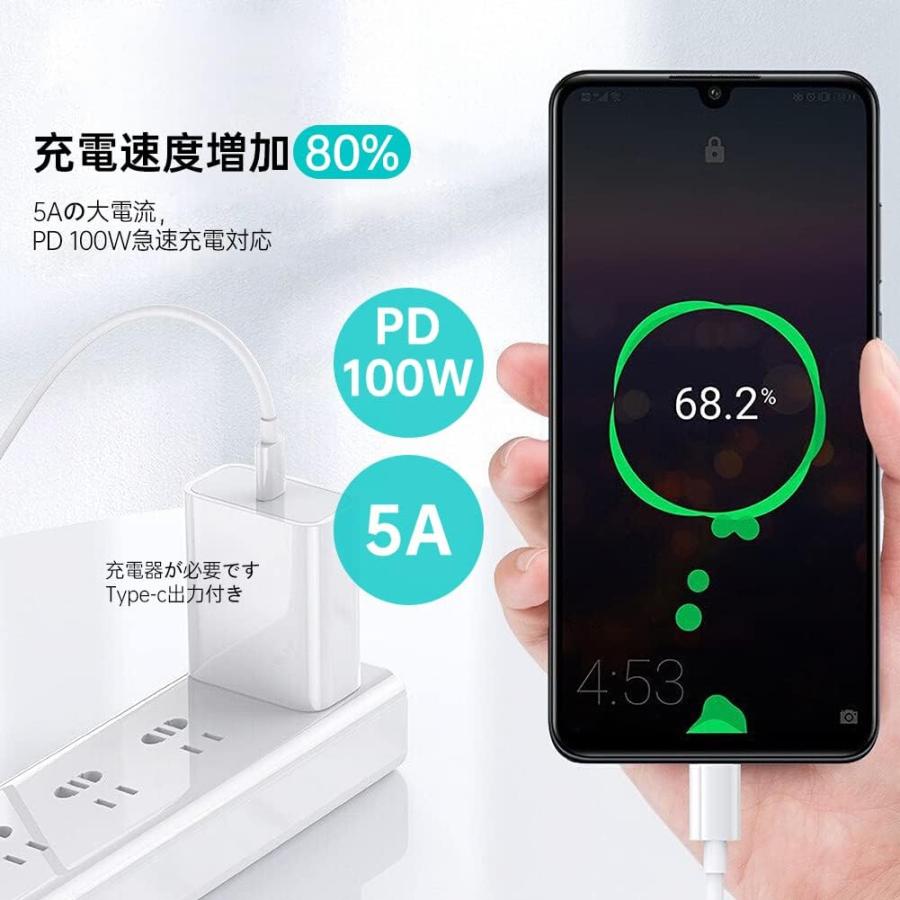 usb c ケーブル 2m 純正 PD対応100W/5A 超急速充電タイプc 断線防止 高耐久性 映像出力不可 iphone17 iPad ...