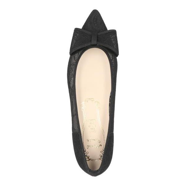 L ROUGE メタルルージュ レディース レースリボンフラットパンプス 1131 ブラック METAL ROUGE メタルルージュ レディース レースリボンフラットパンプス