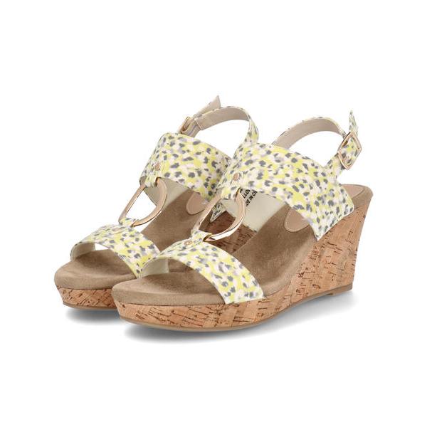 heal me ヒールミー レディース メタルリングウェッジサンダル 223300 イエロー : 161902422330075 : 靴の通販 ...