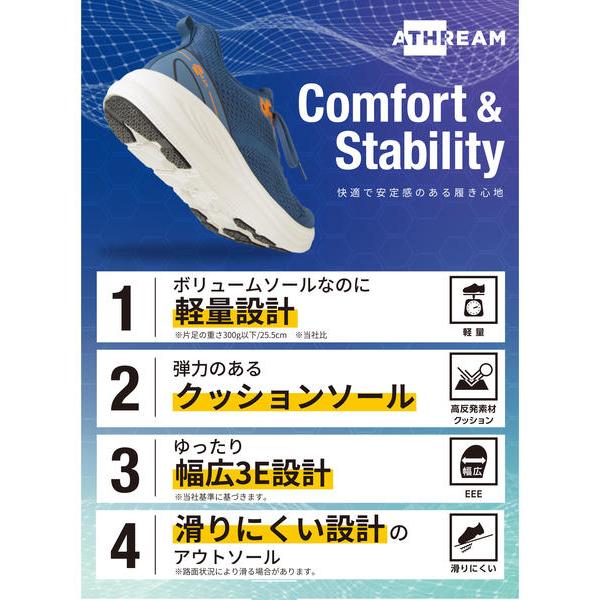 ATHREAM アスリーム メンズ ランニングシューズ【軽量/幅広3E/高反発クッション/滑りにくい】メンズスニーカー 厚底 875201 ブルー : 靴の通販総合オンラインASBee ...