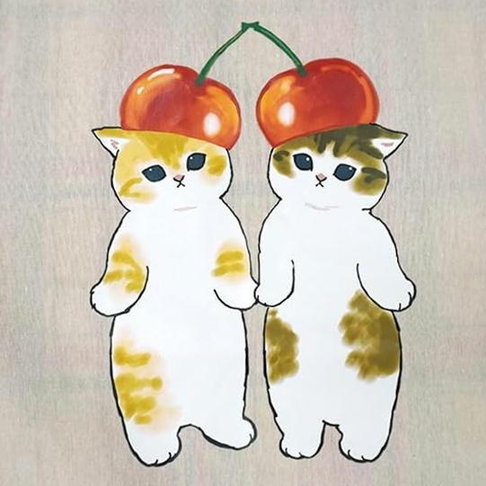 エプロン さくらんぼにゃんこ モフサンド キャラクター プリントエプロン タバード サイドボタン 飛馬日本 ラン型 チュニック型 mofusand ネコ 猫 :23082300:ashop01 ...