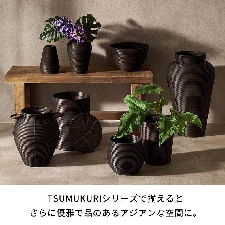 バスケット ラタン フラワーベース かごバスケット つぼ型 取っ手付き オブジェ 置物 花瓶 造花 花器 枝 おしゃれ 北欧 リゾート 雑貨 ...