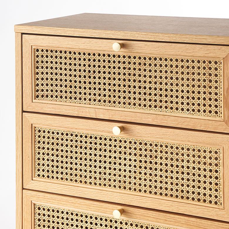 ラタン チェスト 木製 幅60cm 収納 4段 ウォールナット 収納棚 引き出し 脚付き サイドチェスト 衣類 おしゃれ 北欧 リゾート 家具 ...