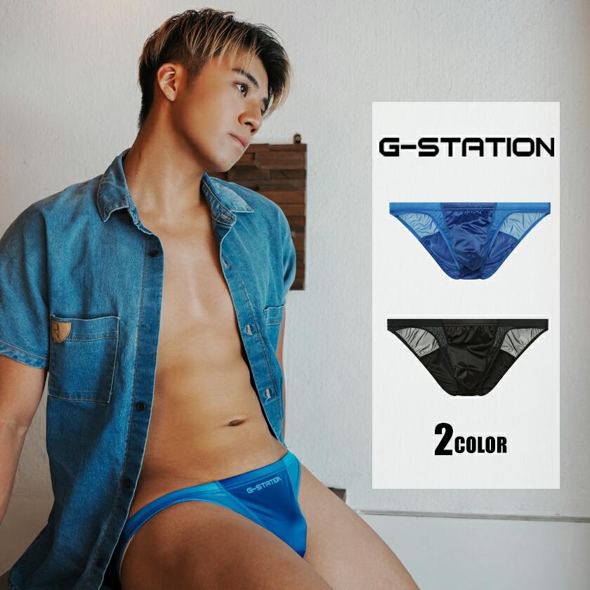 メンズビキニ G-Station/ジーステーション 異素材組み合わせ ブロックデザイン STC＋サテン調ストレッチ ハーフシーム : ASIANCLOSET - 通販 - Yahoo!ショッピング