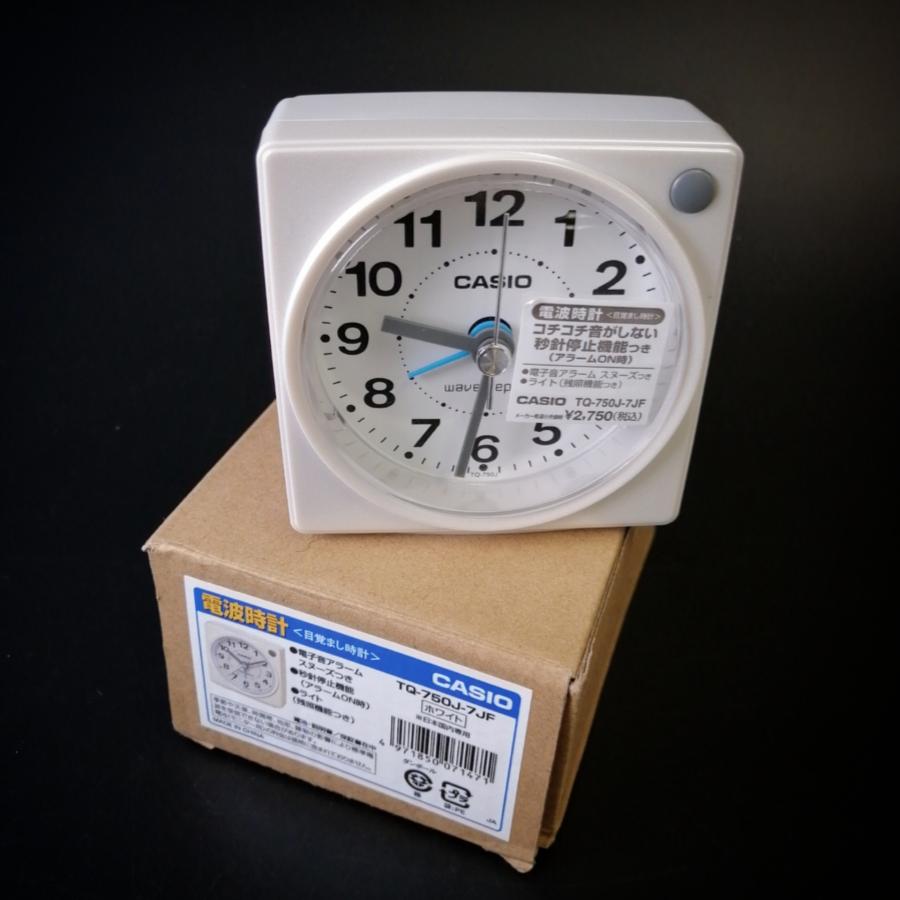 CASIO（カシオ） 置時計 TQ-750J-7JF アナログ バッテリー式 ホワイト 電波時計 電波時計アウトレット : アンシャイ ...