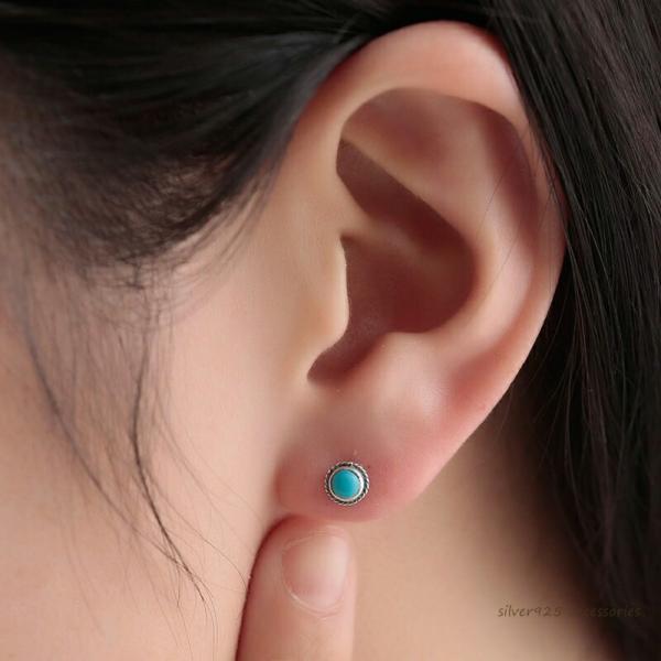 ansil ターコイズ ピアス アレルギー対応 シルバー925 5mm ansil ターコイズ ピアス アレルギー対応 シルバー925 5mm