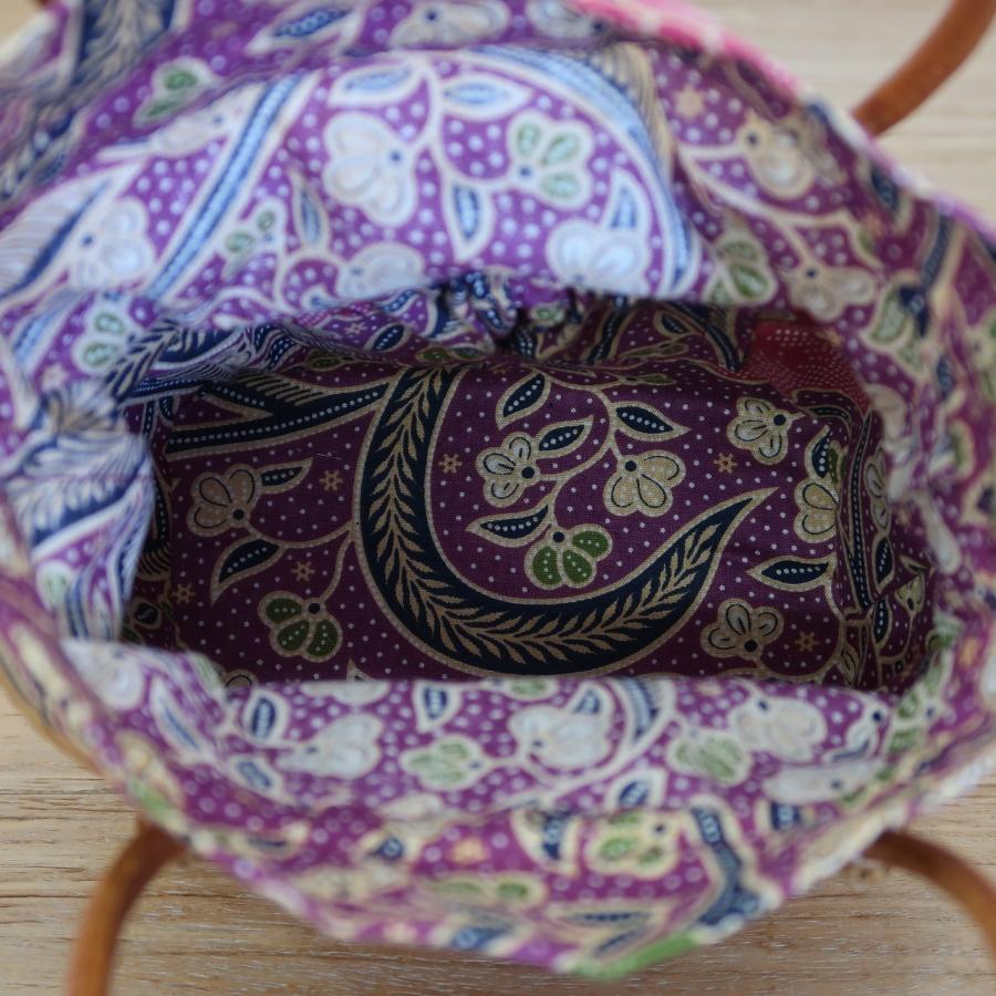 アタバッグ バティック巾着 カゴバッグ かごバッグ アジアン雑貨 バリ雑貨 アタバック 手提げバッグ 籐 藤 着物 きもの 浴衣 和装 ...