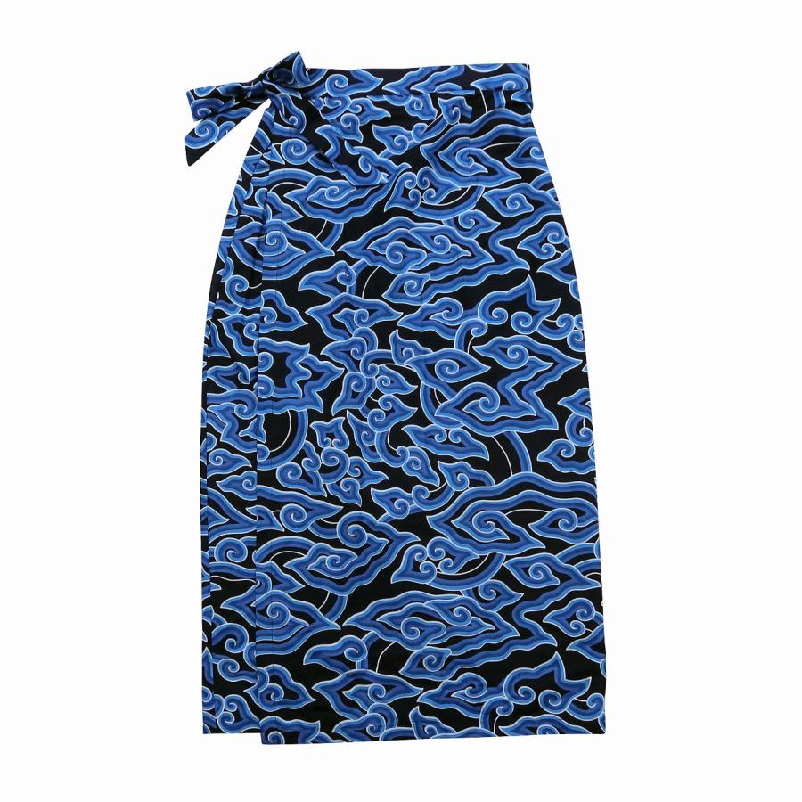 バティック 巻スカート メガムンドゥン 雲柄 ブルー コットン アジアン民族衣装 サロン ジャワ更紗【メール便OK】YSA-170407 ...