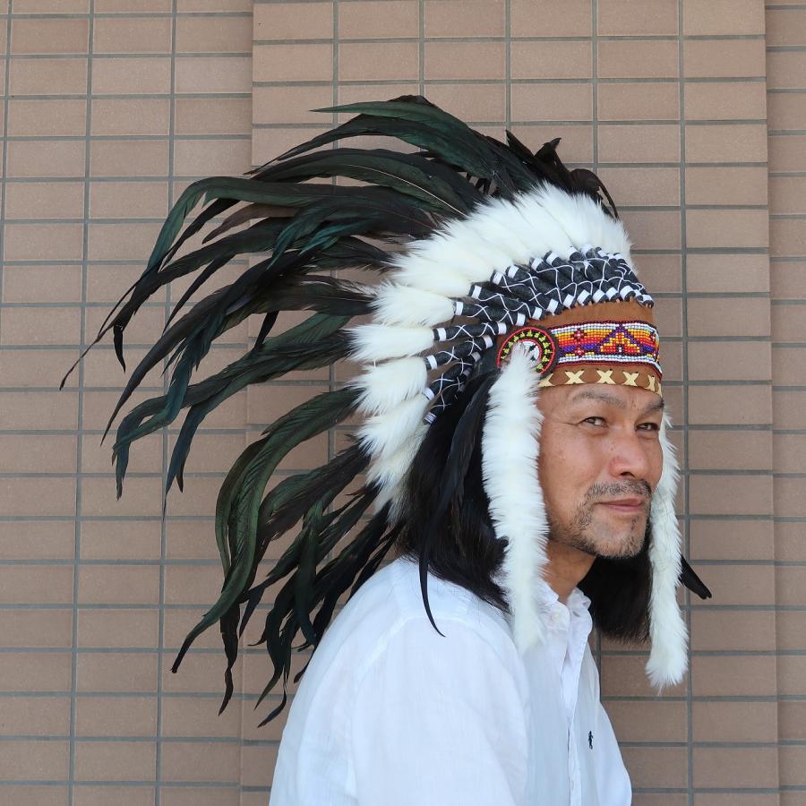 インディアンハット ブラック ショート ウォーボンネット 羽帽子 被り物 ネーティブアメリカン雑貨 30891 : アジアンティーク ASIANTIQUE - 通販 - Yahoo!ショッピング