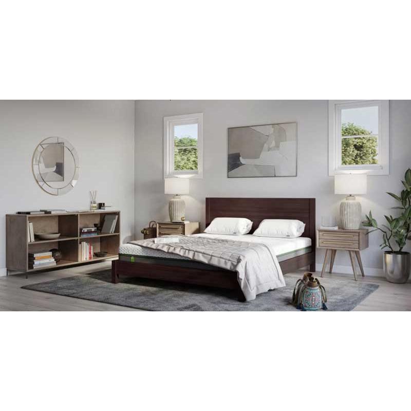 お値下げ！】エマ・プレミアムマットレス＆木製ベッドフレームセット／キングサイズ／ブラウンカラー【新品・未開封品】ベッドフレーム ...