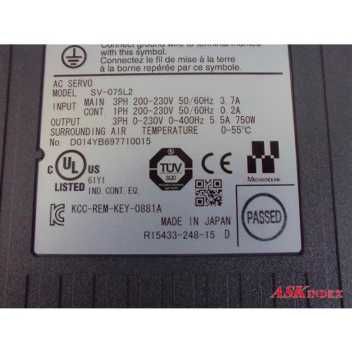 ※送料無料【管理番号N11028】キーエンス AC SERVO SV-075L2 (通電確認済) : アスカインデックス ヤフー店 - 通販 - Yahoo!ショッピング