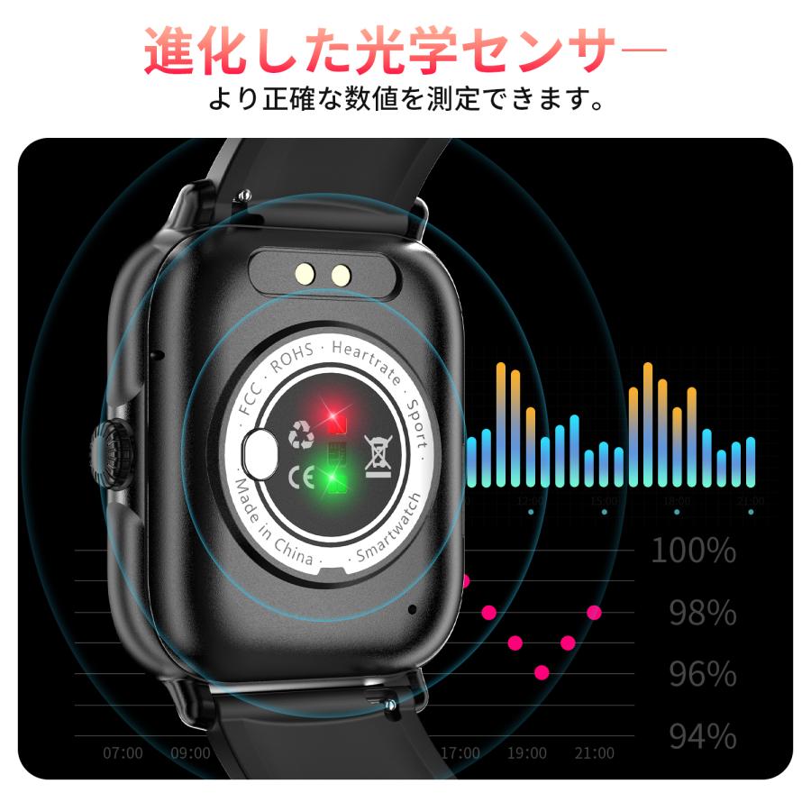 WAPIK スマートウォッチ 2代目X3 1.91インチ画面 通話機能 歩数計 腕時計 着信通知 生活防水 iphone android対応 ...