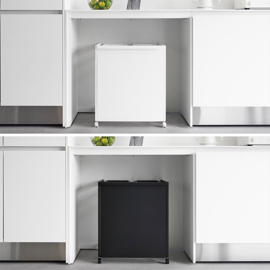 tower 山崎実業 タワー キッチン ごみ箱 目隠し分別ダストワゴン 45L 2分別 ゴミ箱 ホワイト ブラック 1824 1825 : アシストワン - 通販 - Yahoo!ショッピング