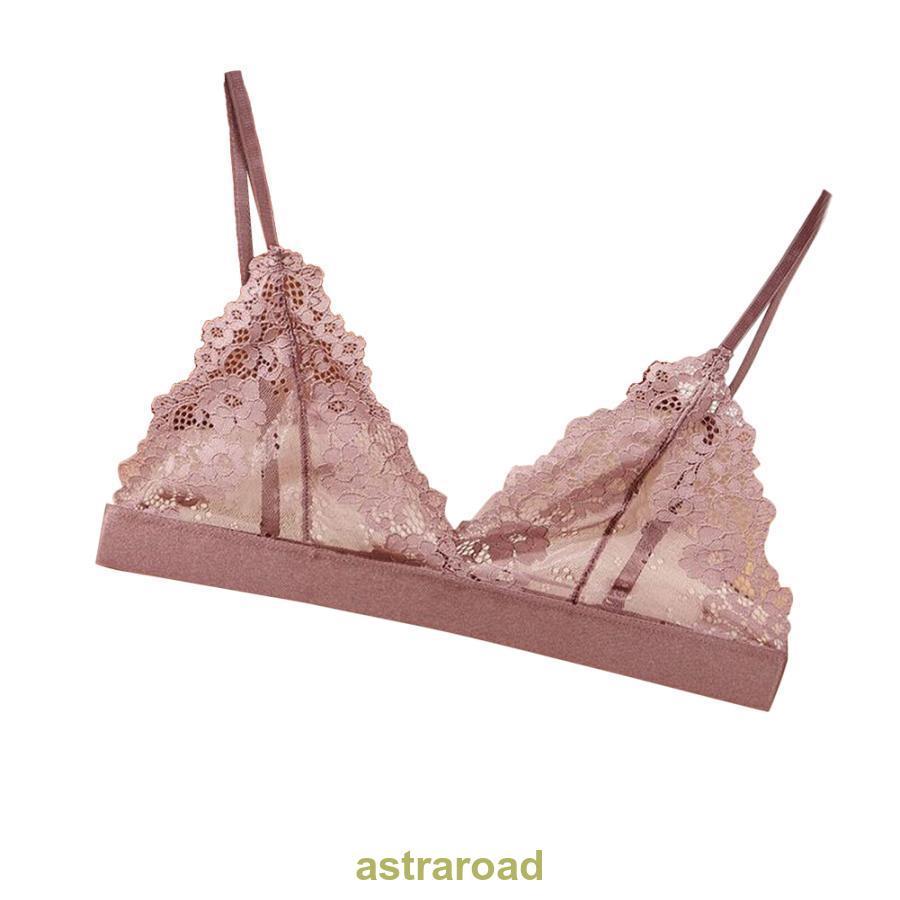三角ブラ ノンワイヤーブラ ブラジャー 下着 女性用 レディース 婦人 ホックあり 総レース 花柄レース 透け感 シースルー ナイトブラ ...