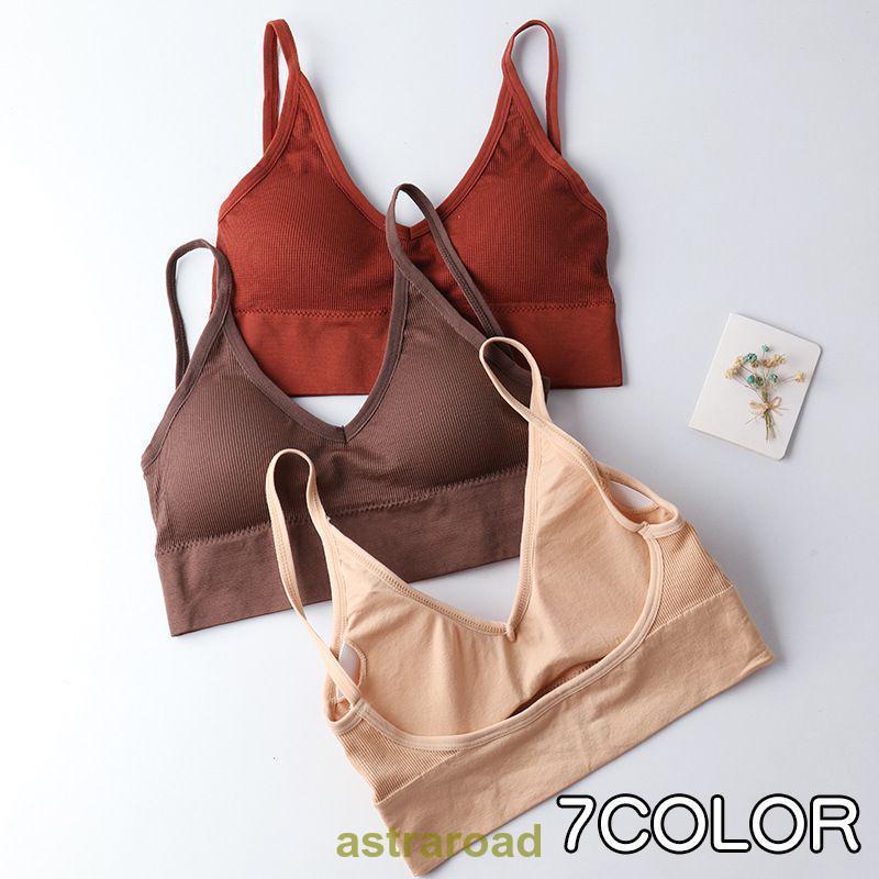 スポーツブラ ノンワイヤーブラ ハーフトップブラ レディース 無地 リブ シンプル トレーニング ヨガ インナー 下着 女性下着 ブラ下着 ...