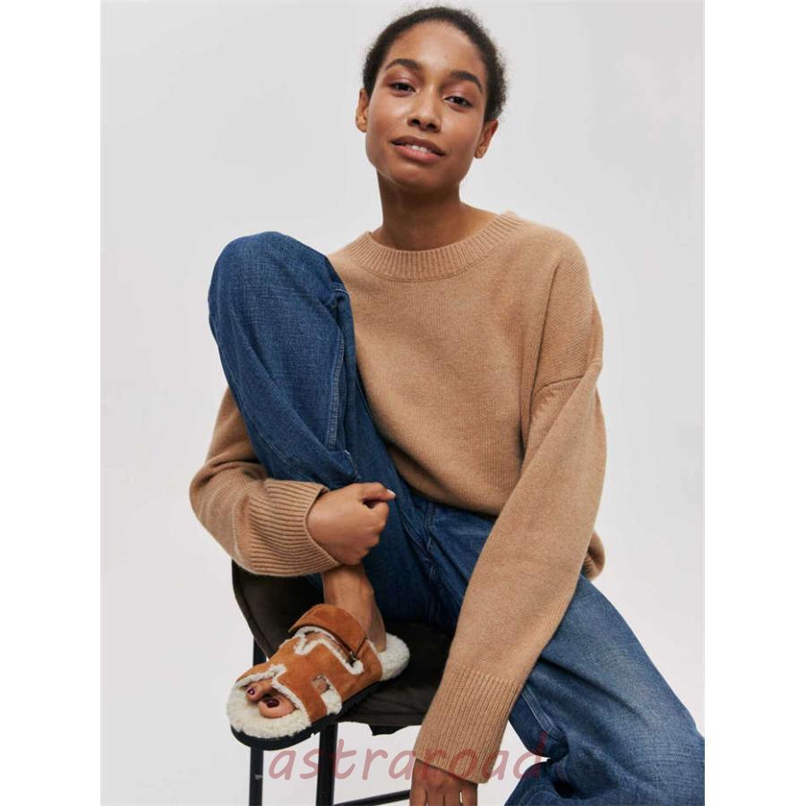 ニット レディース トップス 長袖 セーター 秋冬 暖かい クルーネック