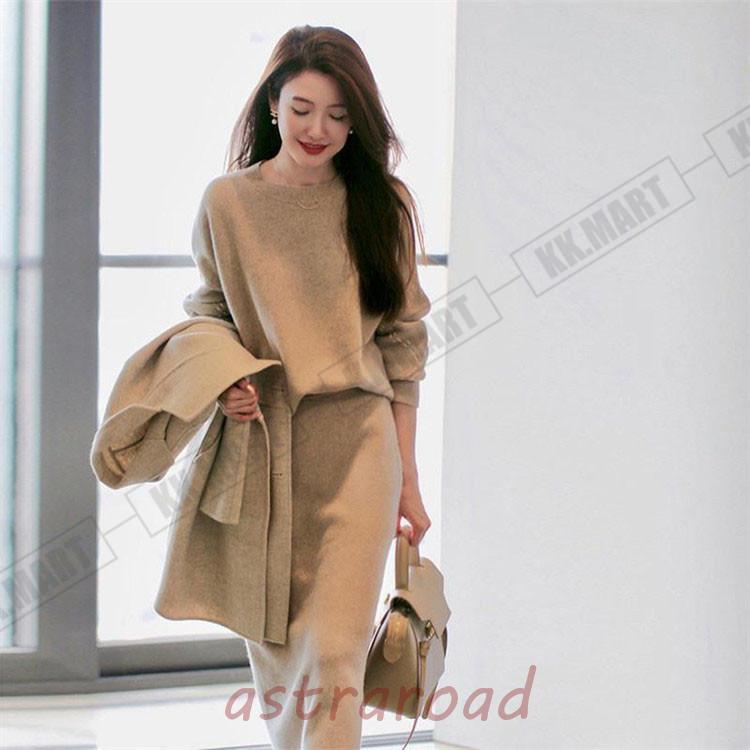 卒業式 母 服装 レディース ニット セットアップ 秋冬 長袖 セレモニー