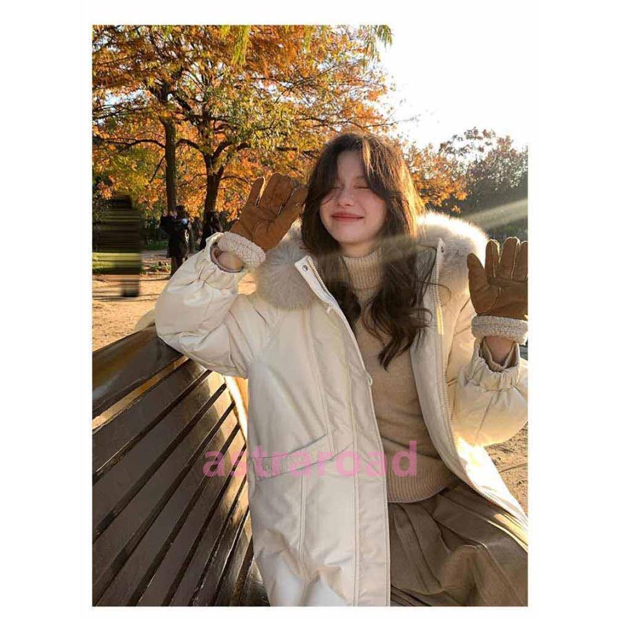 中綿コート レディース ロング コート ファー付き 暖かい トグルボタン