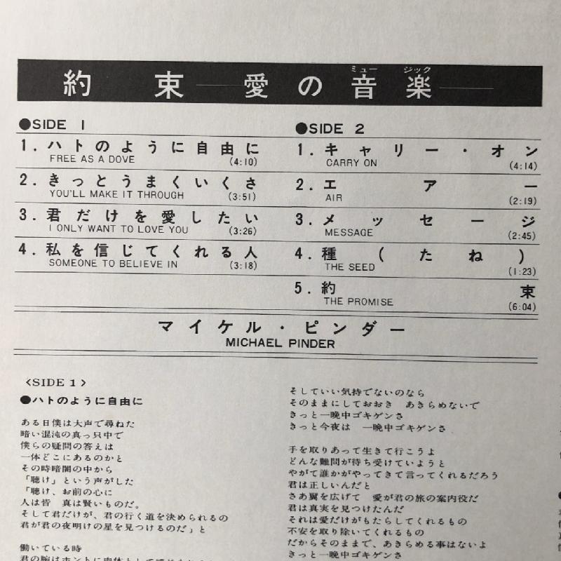美盤 マイケル・ピンダー Michael Pinder 1976年 LPレコード 約束 - 愛の音楽 The Promise 国内盤 Rock ...