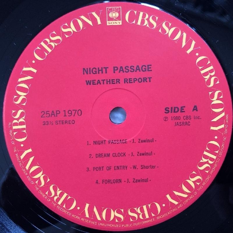 美盤 美ジャケ ウェザー・リポート Weather Report 1980年 LPレコード Night Passage 国内盤 帯付 ジャコ ...
