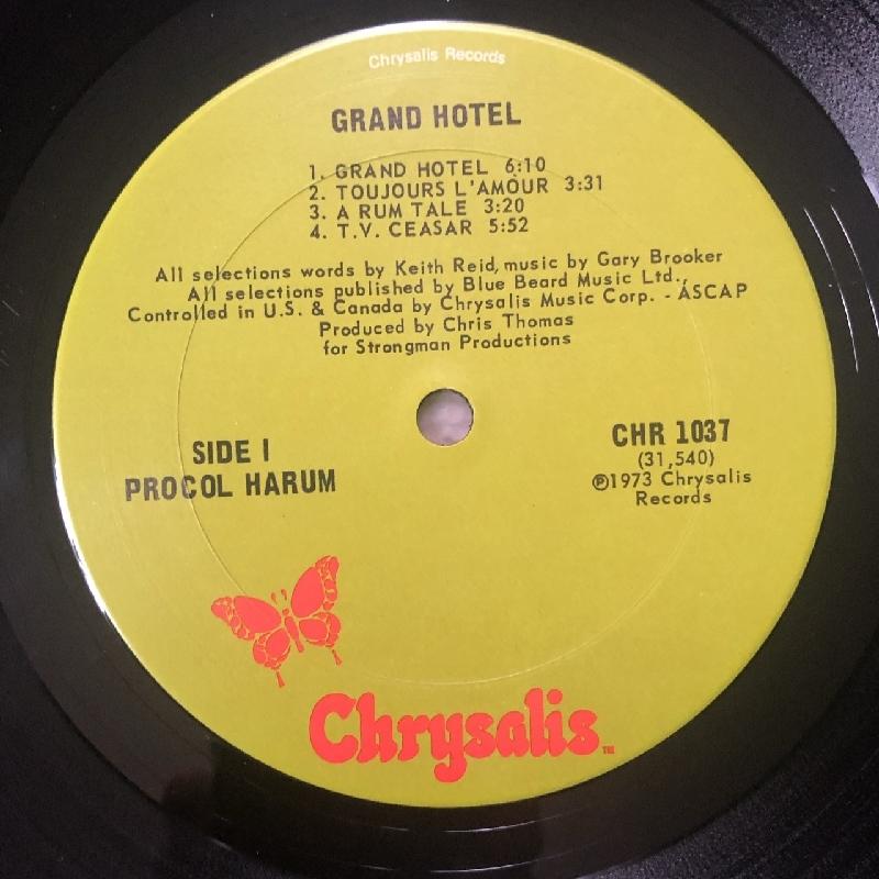 良盤 プロコル・ハルム Procol Harum 1973年 LPレコード グランド・ホテル Grand Hotel 名盤 米国盤 Gary ...