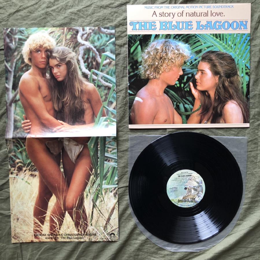 美盤 激レア 1980年 米国オリジナル初盤 Original Soundtrack LPレコード 青い珊瑚礁 The Blue Lagoon ブルック・シールズ ポスター付 ...