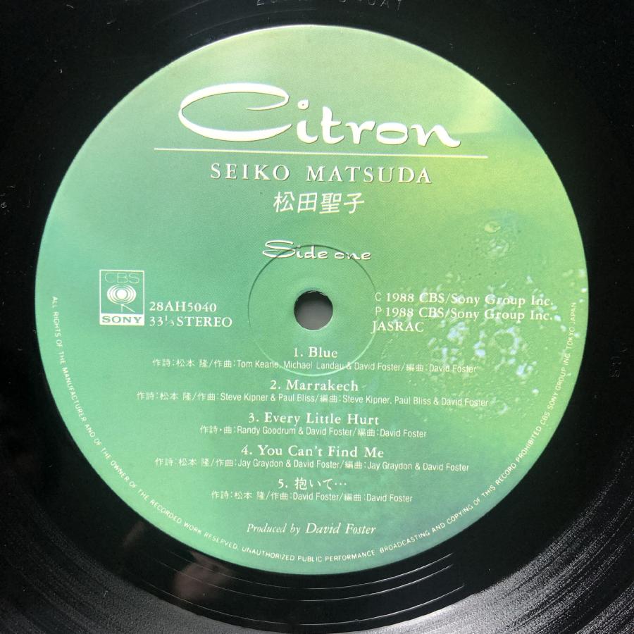 美盤 1988年 松田聖子 Seiko Matsuda LPレコード シトロン Citron: 抱いて LA録音 David Foster ...
