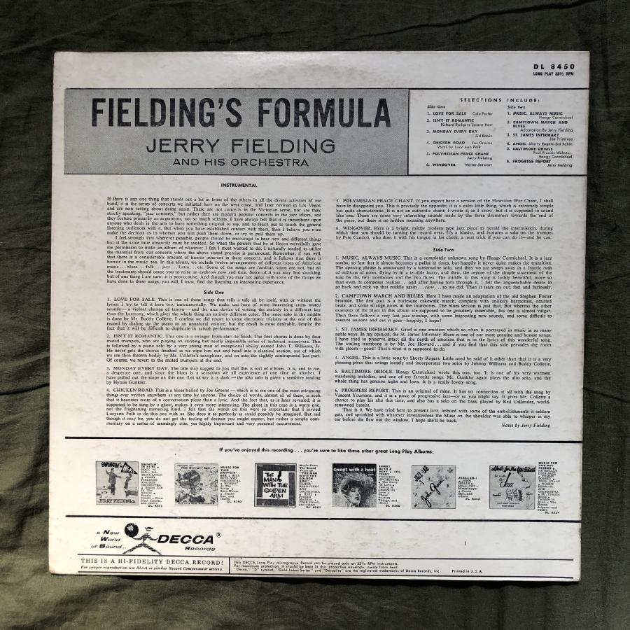 原信夫Collection 激レア 1957年 米国 本国オリジナルリリース盤 Jerry Fielding LPレコード Fielding ...
