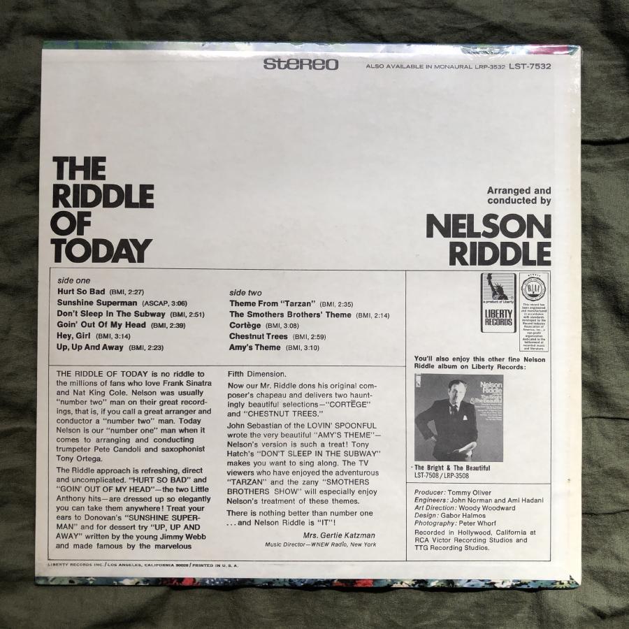 原信夫Collection 未開封品 奇跡のデッドストック 激レア 1967年 米国 本国オリジナル盤 Nelson Riddle LPレコード The Riddle Of Today ...