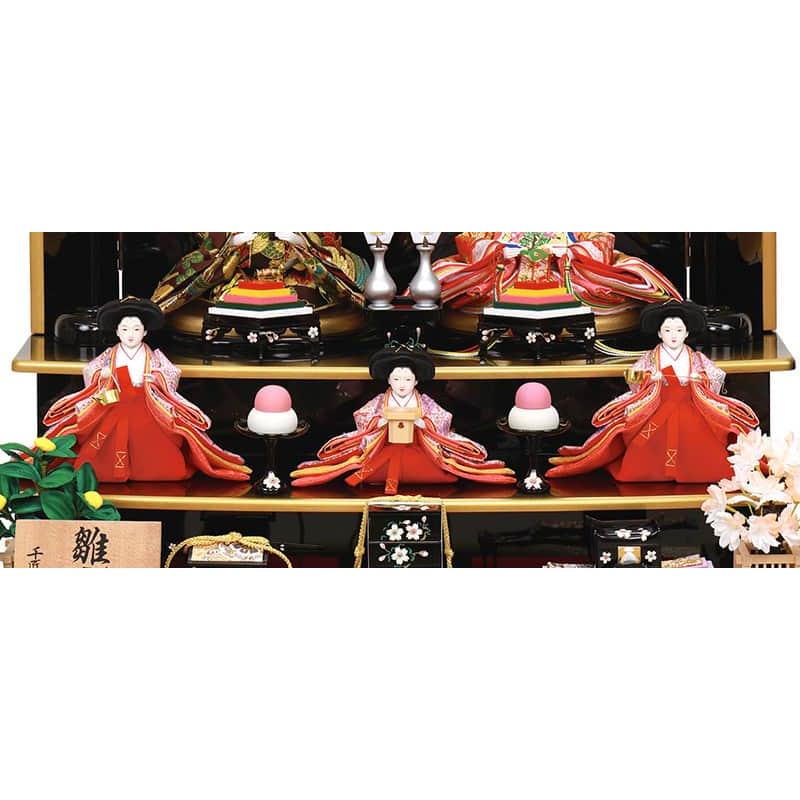 雛人形 ひな人形 雛 コンパクト収納飾り 三段飾り 五人飾り 千匠人形工房 雛ごよみ 小三五親王 柳官女 三曲黒塗金ボカシ熨斗桜屏風 h063-fz-4k16-gp-016 :fz-4j16 ...