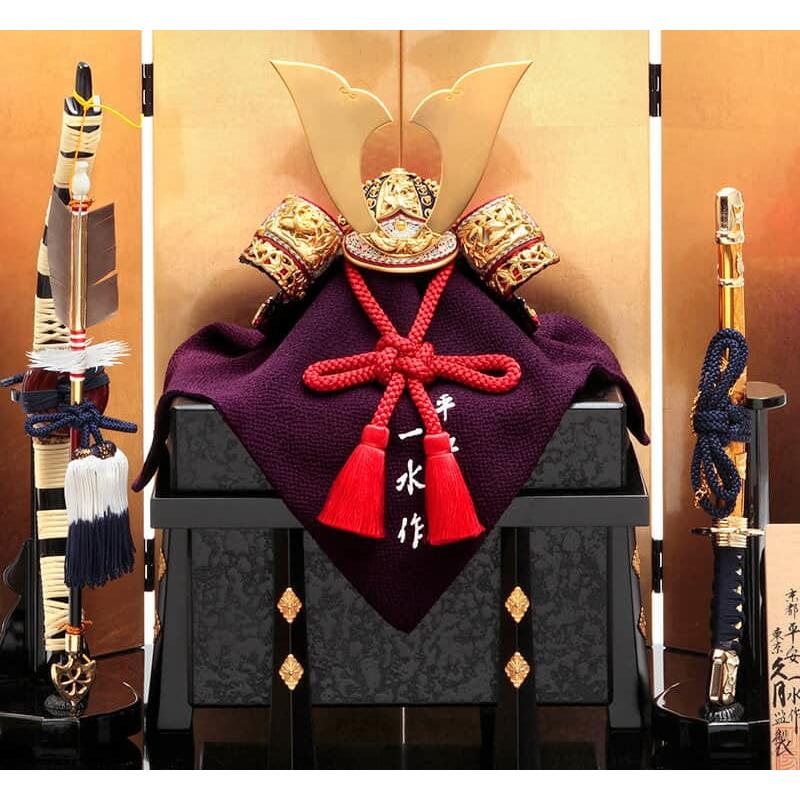 五月人形 久月 兜平飾り 兜飾り 平安一水作 竹雀之兜 正絹赤糸縅 総裏小札 8号 h075-k-11915 D-58 : 人形専門店 ひなの里 - 通販 - Yahoo!ショッピング