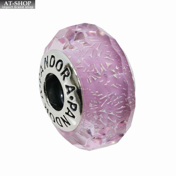 PANDORA パンドラ チャーム Faceted Pink Murano Glass スターリングシルバー925 ブレスレットチャーム ...