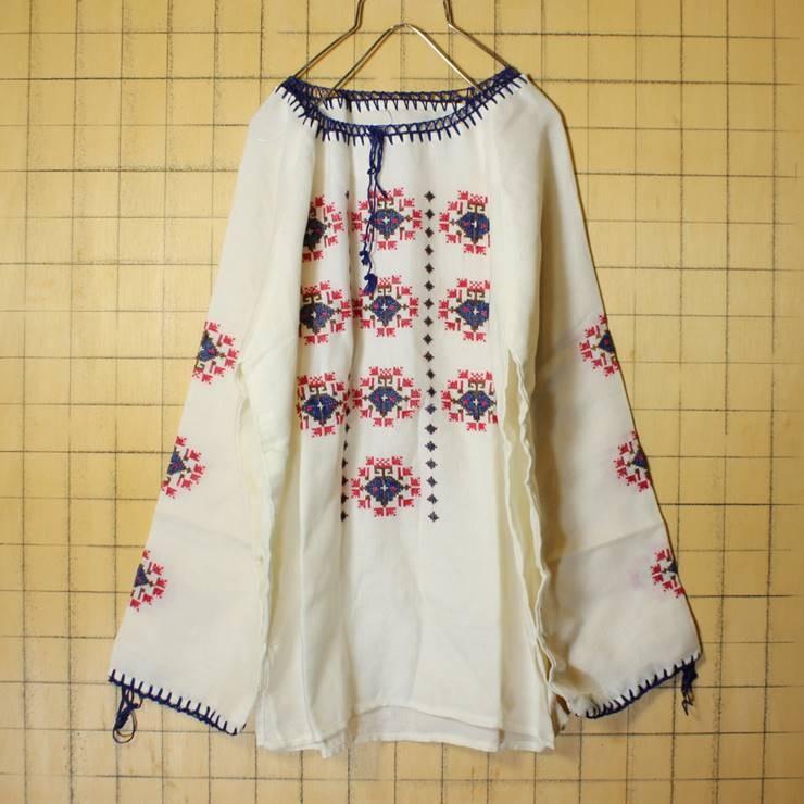 EURO ヨーロッパ古着 長袖 ブラウス シャツ ホワイト プル EURO ヨーロッパ古着 長袖 ブラウス シャツ ホワイト プル